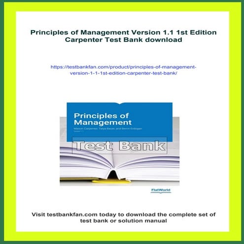 Principles of Management Version 1.1 1st Edition Carpenter Test Bank | PDF