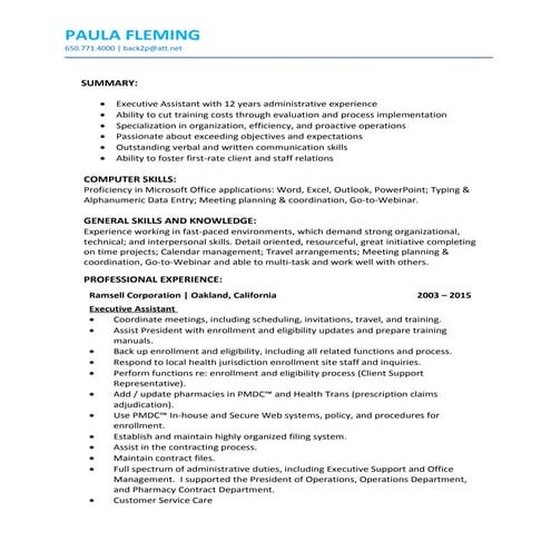 Paula Fleming - Resume 11-12-15 | DOC