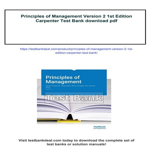 Principles of Management Version 2 1st Edition Carpenter Test Bank | PDF