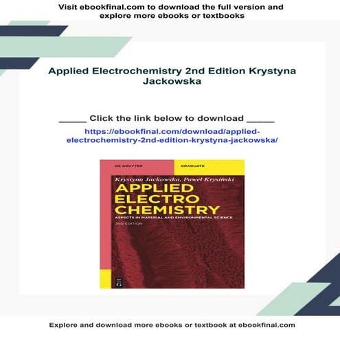 Applied Electrochemistry 2nd Edition Krystyna Jackowska | PDF