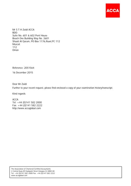 Acca Membership Certificate | PDF