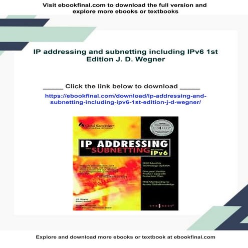 IP addressing and subnetting including IPv6 1st Edition J. D. Wegner | PDF