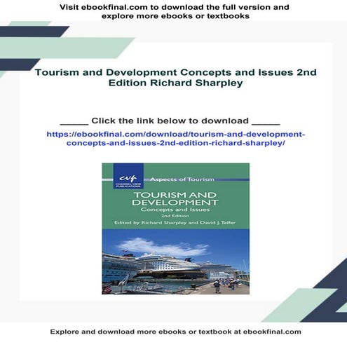 Tourism and Development Concepts and Issues 2nd Edition Richard Sharpley | PDF