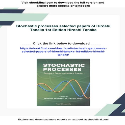 Stochastic processes selected papers of Hiroshi Tanaka 1st Edition Hiroshi Tanaka | PDF