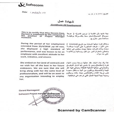 sofrecom certificate of employment | PDF