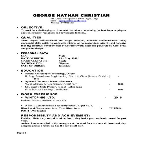 GEORGE CV | PDF