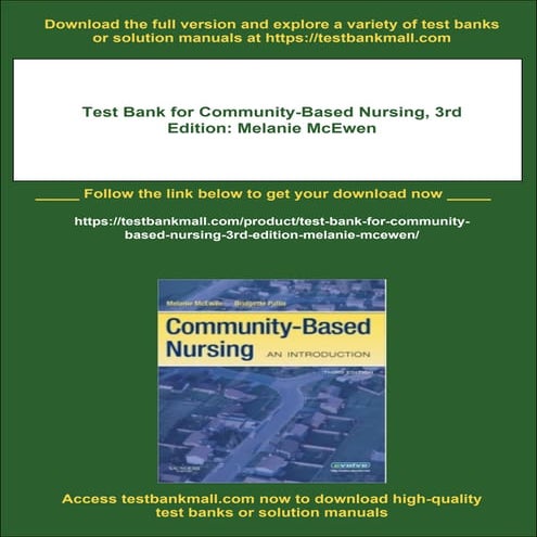 Test Bank for Community-Based Nursing, 3rd Edition: Melanie McEwen | PDF
