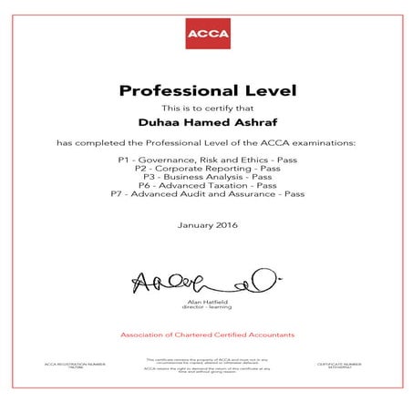 My ACCA Certificate | PDF
