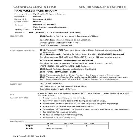 CV_Hany Youssif_12-2015_english | PDF