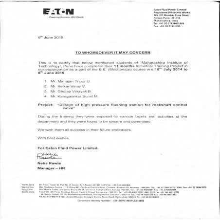 EATON CERTIFICATE | PDF