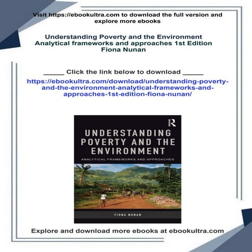 Understanding Poverty and the Environment Analytical frameworks and approaches 1st Edition Fiona ...