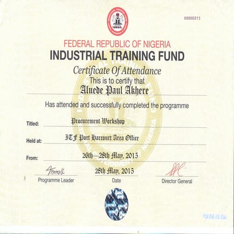 PROC.TRAINING CERTIFICATE | PDF