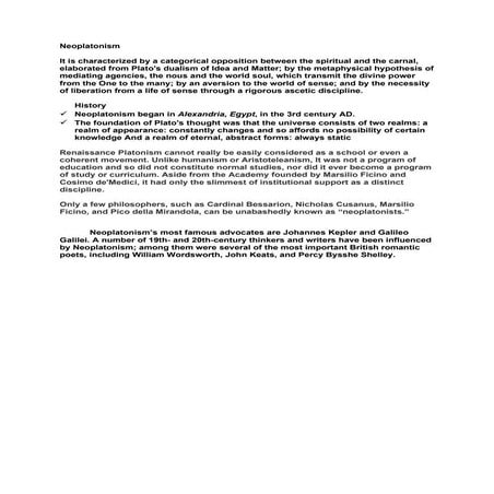 47885749 neo-platonism-handout | PDF