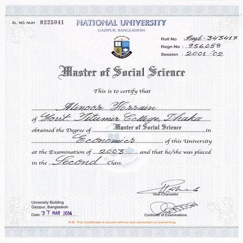 Master certificate | PDF
