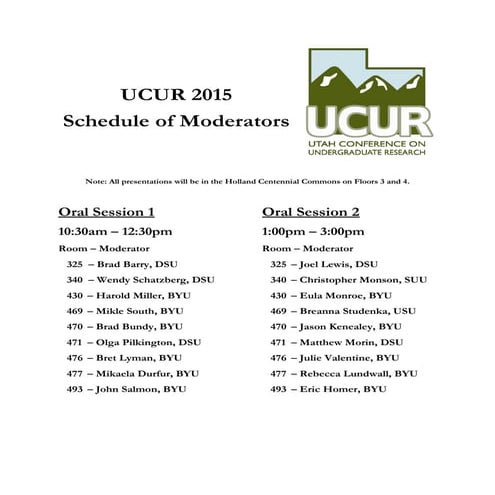 moderator schedule | PDF