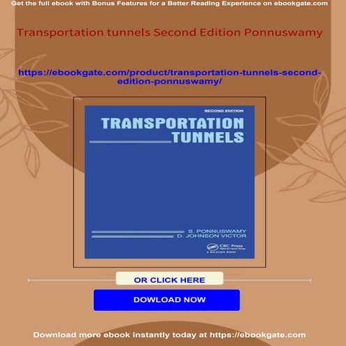 Complete Download Transportation tunnels Second Edition Ponnuswamy PDF All Chapters | PDF