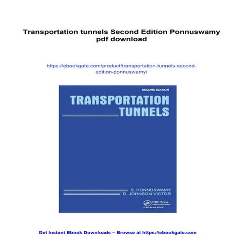 Transportation tunnels Second Edition Ponnuswamy | PDF