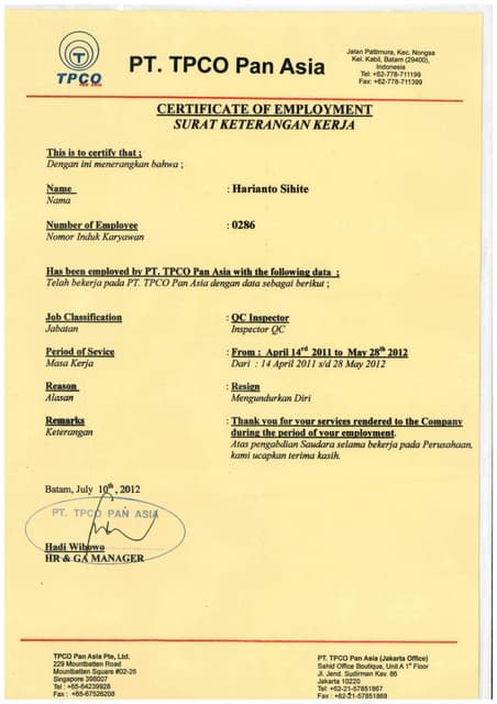 10. Certificate API 5CT for Casing Tubing | PDF