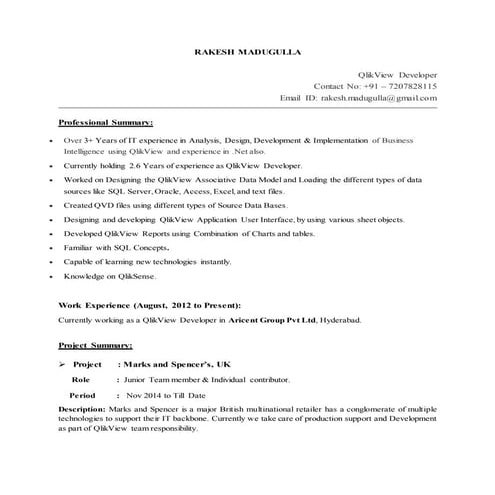 Rakesh Madugulla_ QlikView | PDF