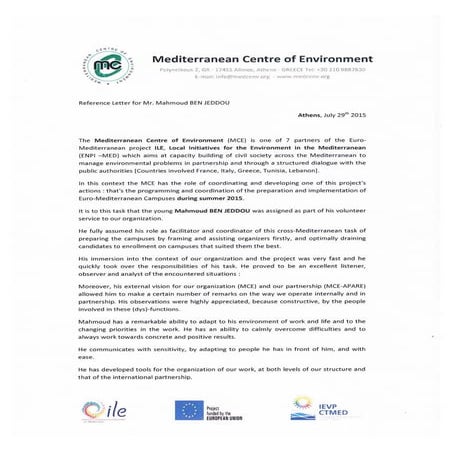 Reference Letter – MCE | PDF