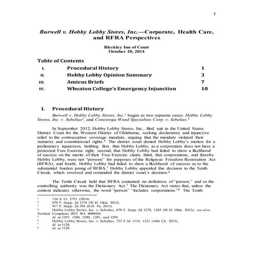 Bleckley Hobby Lobby Memo Final | DOCX | Legal Services Industry ...