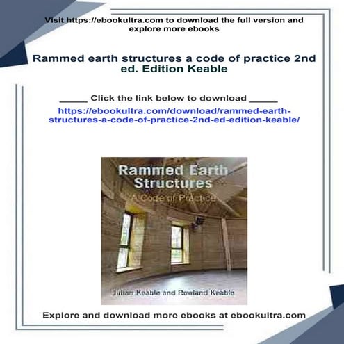 Rammed earth structures a code of practice 2nd ed. Edition Keable | PDF