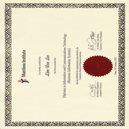 Lim Ren Lee_ICT BIS Diploma | PDF