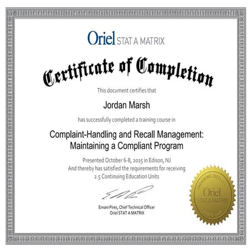 Complaint Handling Certification | PPT