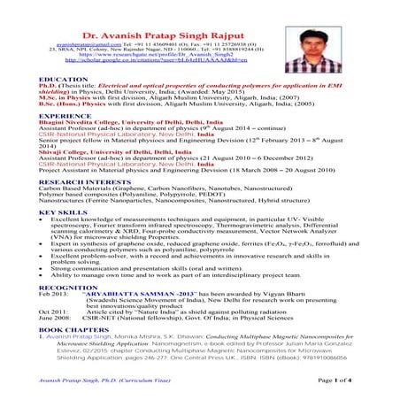 Resume-Dr. Avanish Pratap Singh Rajput | PDF
