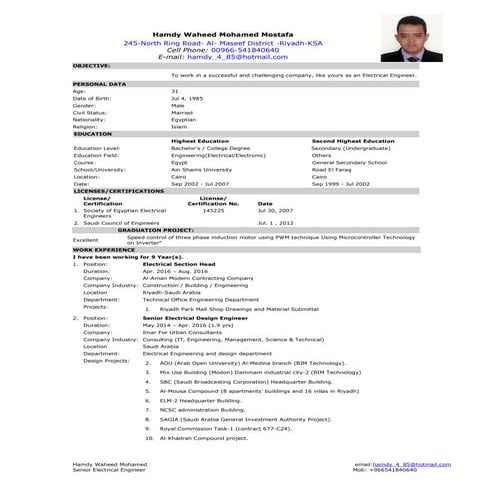Hamdy Waheed CV | PDF