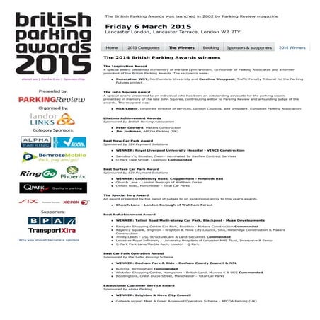 2014 British Parking Award Winners | PDF