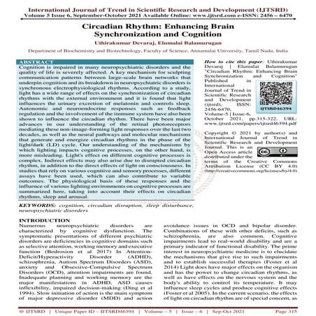 Circadian Rhythm Enhancing Brain Synchronization and Cognition | PDF