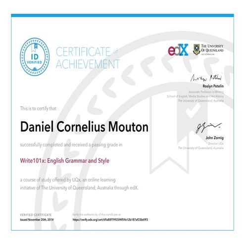 Write101x English Grammar and Style Certificate | PDF