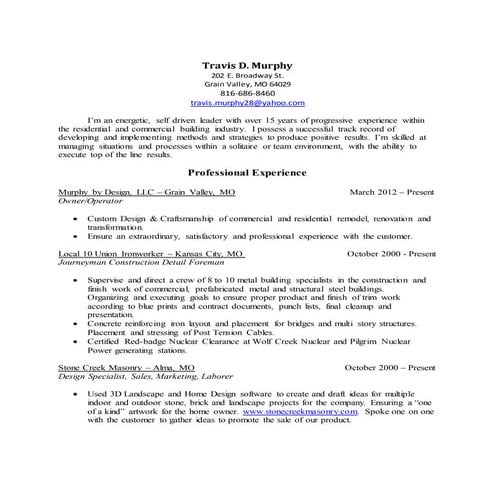 Travis Resume Industrial | DOCX