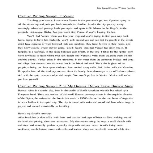 Creative Writing Samples | DOCX