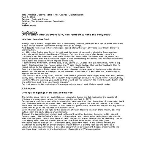 Sue's Story - April 5, 1998 | PDF