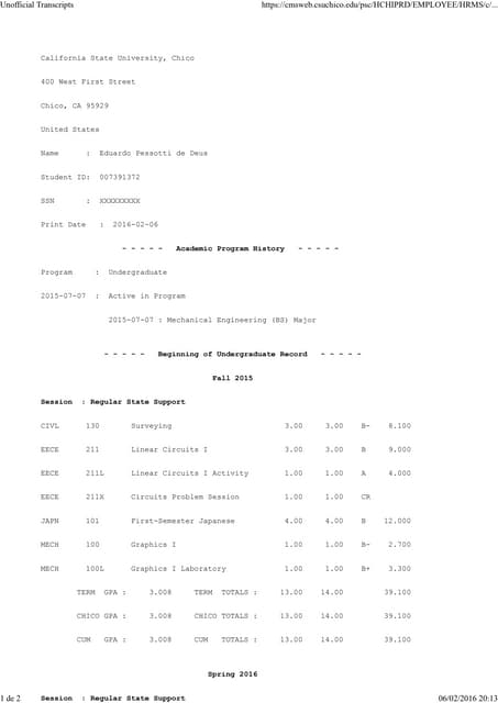 UnofficialTranscript | PDF