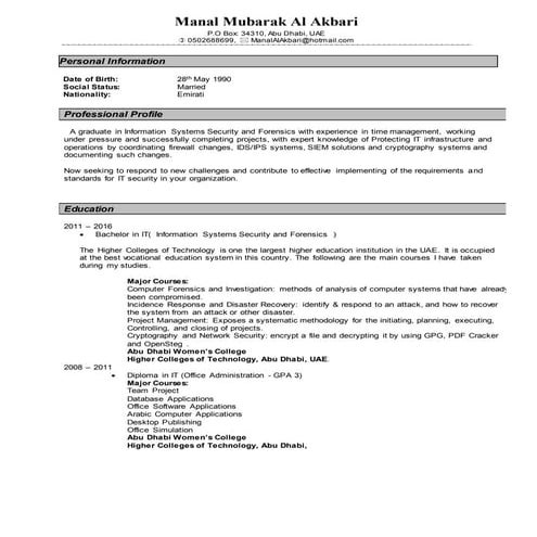 Manal MubarakCV | DOCX