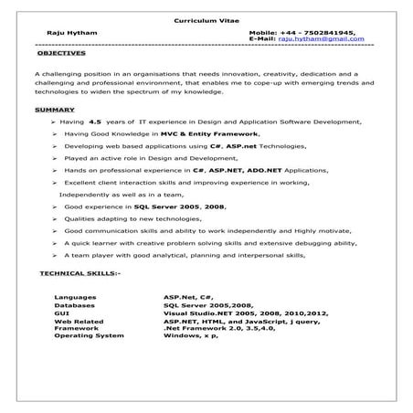 Raju_Resume | PDF