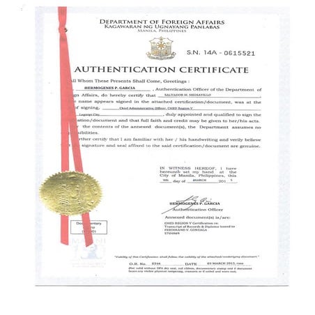 Bachelor's Degree Authenticated Documents | PDF