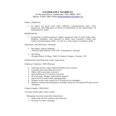 Sandrama Resume | DOC | Business | Business and Finance