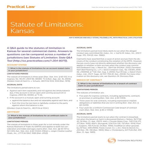 Statute of Limitations - Kansas | PDF