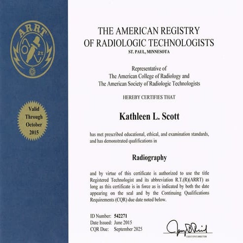 ARRT Certificate | PDF