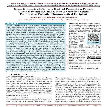 Green Synthesis of Biowaste Derived Pectin from Pomelo Citrus Maxima ...