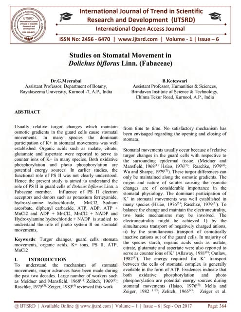 Theories of stomatal movement | PPTX