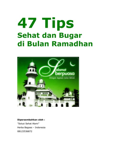 Tetap sehat dan segar di bulan ramadhan | PPTX