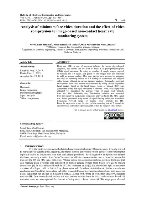Remote Photoplethysmography Rppg Using Rgb Camera Using Peak Detection Algorithm For
