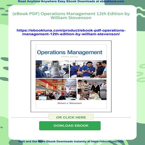 (eBook PDF) Operations Management 12th Edition by William Stevenson | PDF