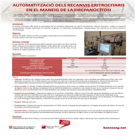 Recanvis eritrocitaris en el maneig de la drepanocitosis. Experiència ...