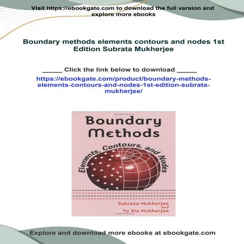 [FREE PDF sample] Boundary methods elements contours and nodes 1st Edition Subrata Mukherjee ...